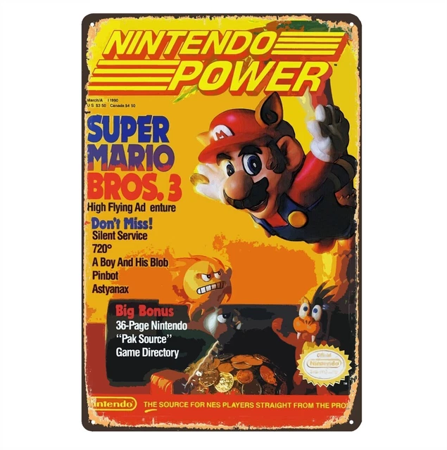 NINTENDO POWER SUPER Mario Bros 3 Retro Video Game Metal Poster Tin ...