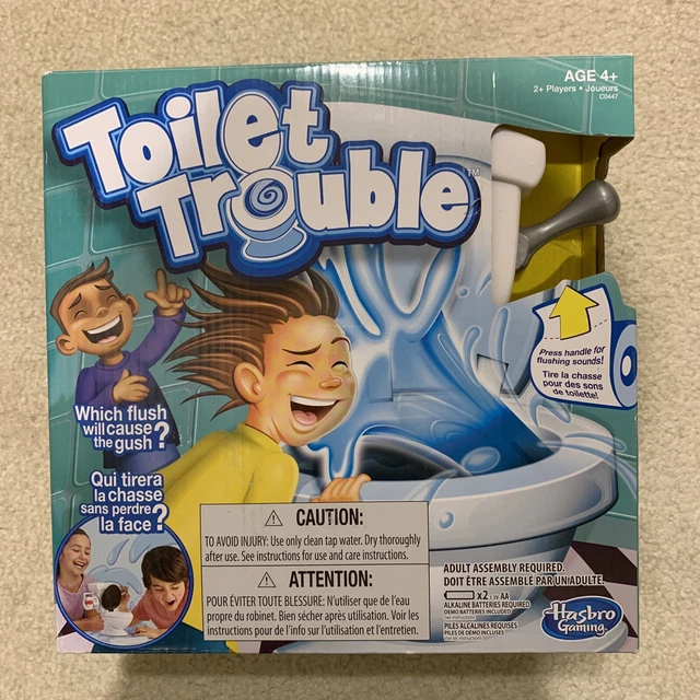 TOILET TROUBLE KIDS Party Game Water Squirting Flush Gush Sound Hasbro ...