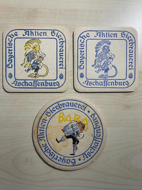 3 ALTE BIERDECKEL Baba Bier Bayerische Aktien Bierbrauerei ...