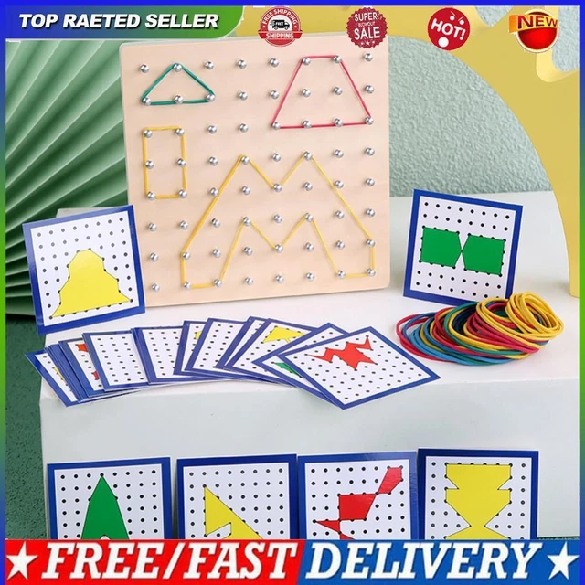 WOODEN GEOBOARD FIGURES and Shapes Learning Toy Matrix 8x8/7x7 Geometry Board EUR 10,39 ...