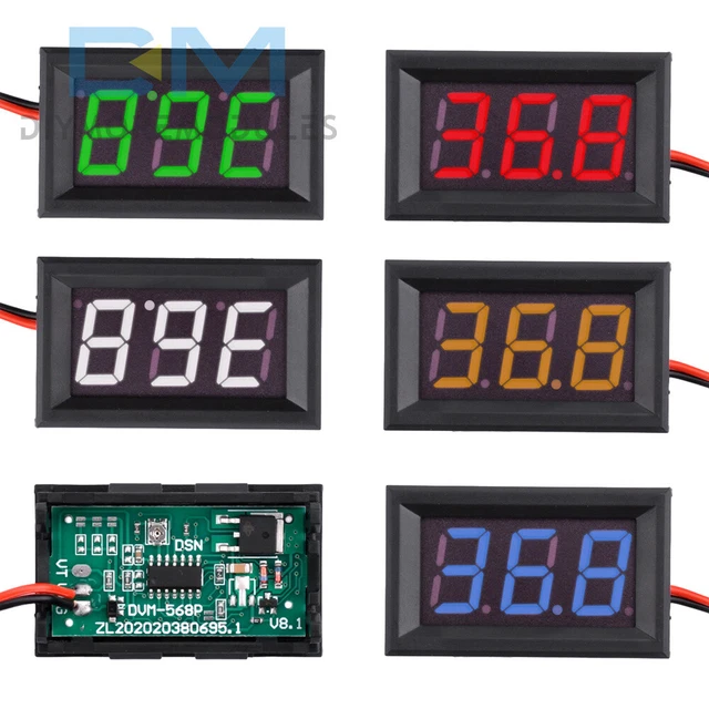 MINI DC 5V-120V Voltage Volt Meter Voltmeter LED Panel 3-Digital ...