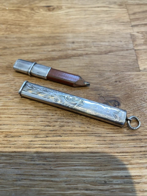 ANTIQUE STERLING SILVER Cased Joiners Pencil Fob Hallmarked Birmingham ...