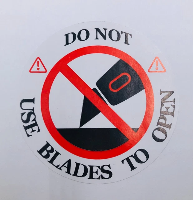 10 DO NOT Use Blades To Open 3" Stickers Packaging Box Safety Mailing ...