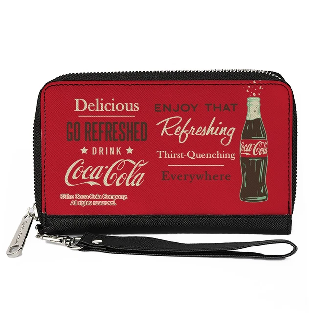 PU ZIP AROUND Wallet Rectangle Coca-Cola ENJOY THAT EVERYWHERE Bottle ...