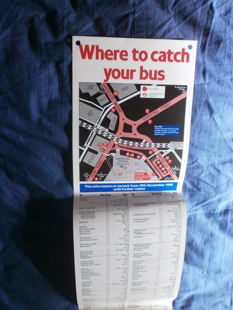 LONDON TRANSPORT BUS Stop Poster-Where To Catch Your Bus, Waterloo ...