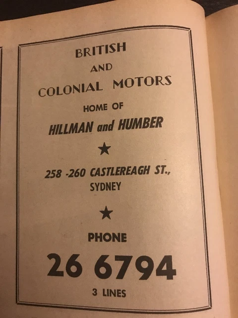 ORIGINAL 1960S BRITISH Colonial Motors Sydney Vintage Australian Print ...