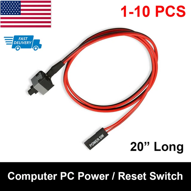 1-10 PCS 20& PC ATX Motherboard Power Switch Reset Button ON/OFF Cable ...