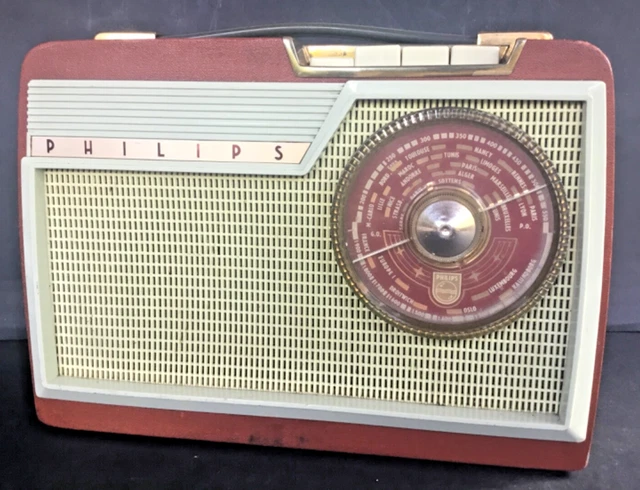 RADIO PORTATIVE PHILIPS, modèle L3F83T, année 1959, coloris rouge et ...