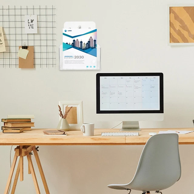 ACRYLIC DOCUMENT ORGANIZER Desktop Literature Stand A4 Paper File Rack ...