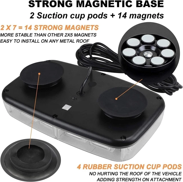 LED WARNING light Flashing Beacon Magnetic Roof Recovery Light Bar 48 ...