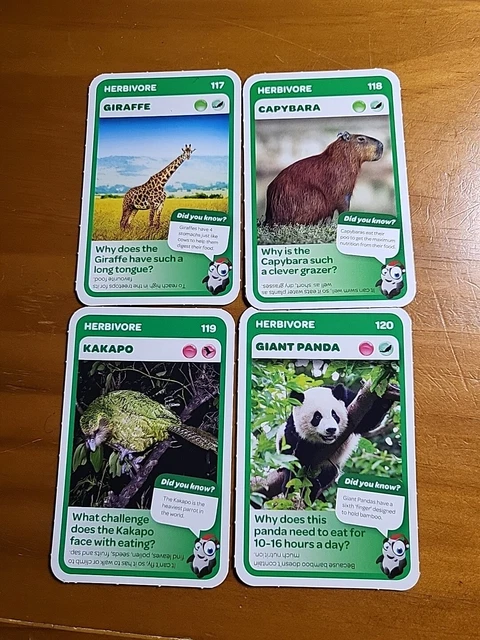 WOOLWORTHS SUPER ANIMALS ( Herbivore )🏆#117,118,119,120 - 4 CARDS🏆FREE ...