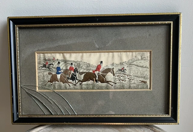 ANTIQUE STEVENGRAPH SILK Woven Picture "Full Cry" Circa 1910 £36.00 ...