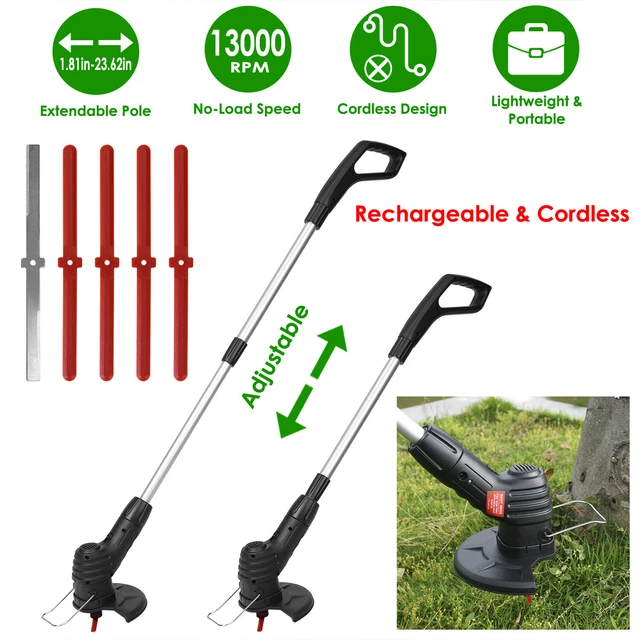 ELECTRIC CORDLESS GRASS String Trimmer Lawn Edger Weed Cutter + 5pc ...