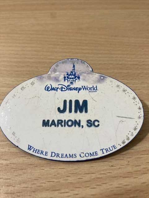WALT DISNEY WORLD Cast Member Name Tag Badge JIM, SC Where Dreams Come ...