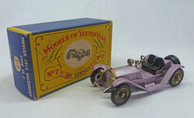MODELLI MATCHBOX DEL passato Y-7b Mercer Raceabout lilla con scatola ...