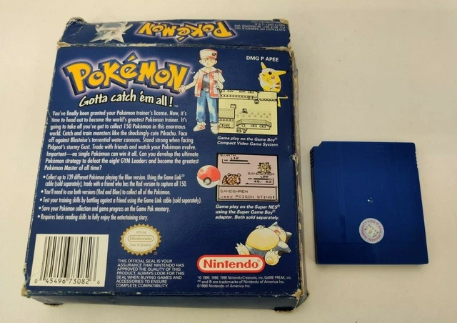 POKEMON BLUE VERSION Game Boy, 1998, Box and Game only, Tested Working ...