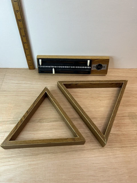 VINTAGE WOODEN POOL Snooker Billiards Triangle Rack X2 And Pot Black ...