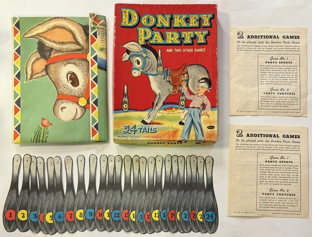 VINTAGE DONKEY PARTY Pin The Tail On The Donkey Game £14.24 - PicClick UK