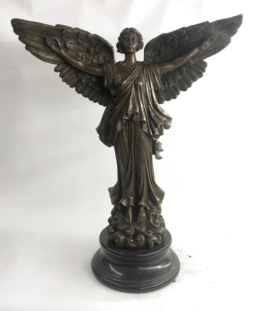 VINTAGE BRONZE SCULPTURE Angel Goddess of Victory Warrior Statue Art ...