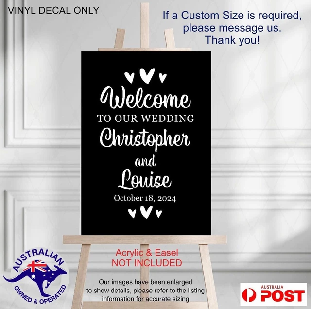 CUSTOM WELCOME TO our Wedding Names & Date Sign Vinyl Decal for Acrylic ...