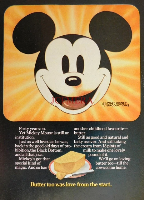 RARE ORIGINAL DISNEY Advert for Butter (Mickey Mouse) - Vintage 1971 ...