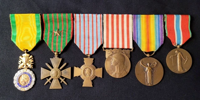 WW1 ORIGINAL SET French Military Medals 1914-1918 War Cross Combatant ...