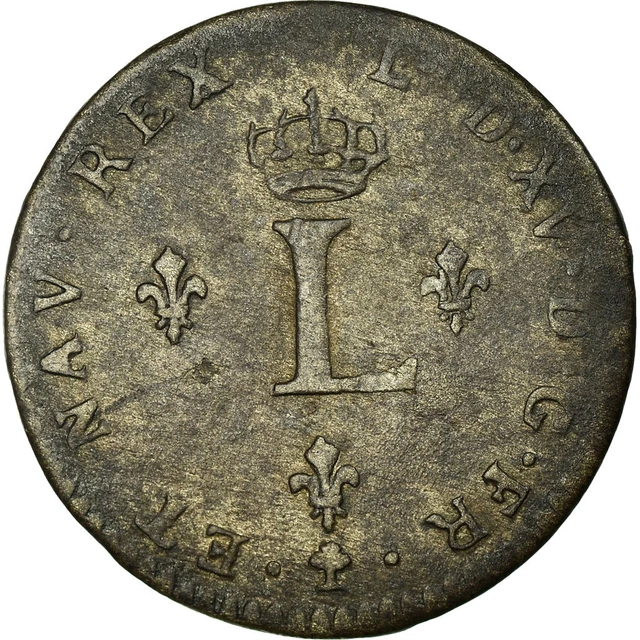 MONNAIE, FRANCE, LOUIS XV, Double sol (2 sous) en billon, 2 Sols, 1740 ...