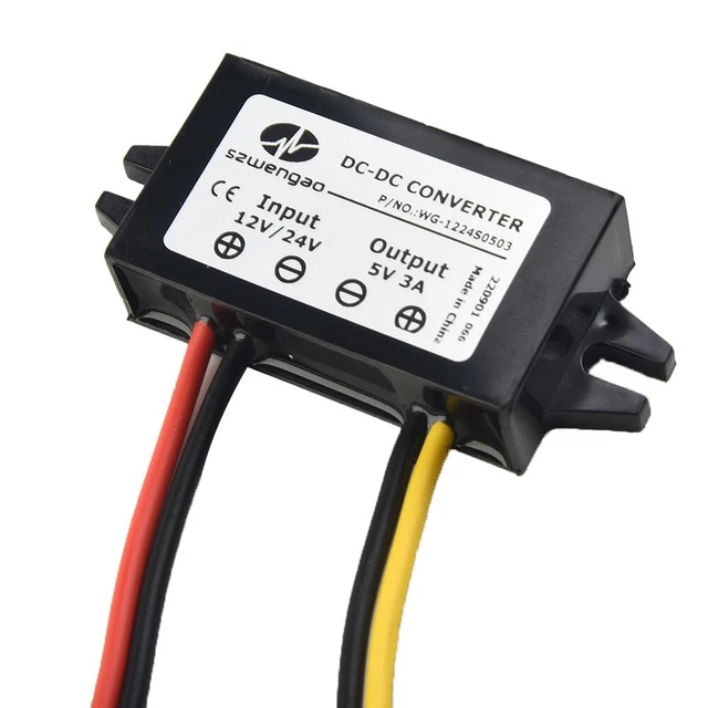CONVERTISSEUR DE PUISSANCE compact et léger 12V 24V à 5V DC 3A 15W abaissé EUR 15,80 - PicClick IT