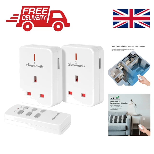 PROGRAMMABLE REMOTE CONTROL Sockets - 2 Pack, Certified, Easy Plug & Play £28.99 - PicClick UK