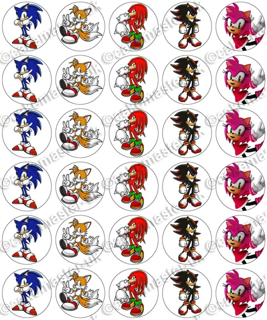 30 X SONIC the Hedgehog Edible Rice Wafer Paper Cupcake Toppers £1.49 ...