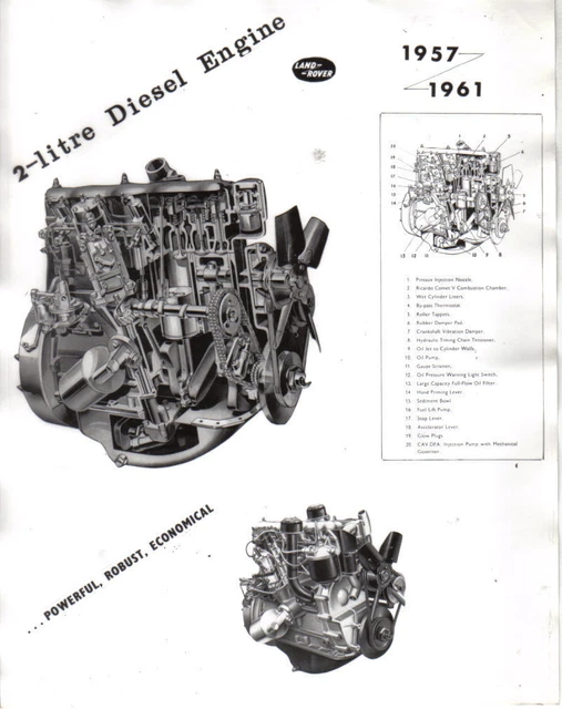 LAND ROVER SERIES II 2 litre Diesel Engine Press Photo showing the ...
