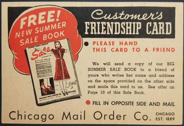 VINTAGE CHICAGO MAIL Order Co Catalog Postcard Aldens Department Store ...