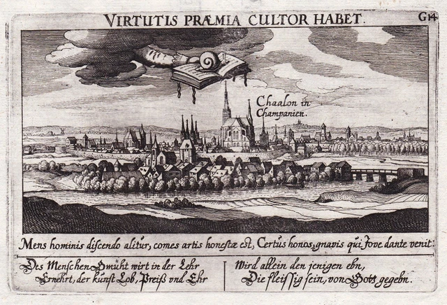 CHALONS-EN-CHAMPAGNE MARNE GRAND Est France gravure Kupferstich Meisner ...