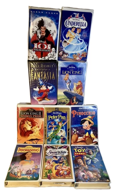 DISNEY CLASSIC 10 VHS Animated Films Lot Cinderella Fantasia Lion King ...