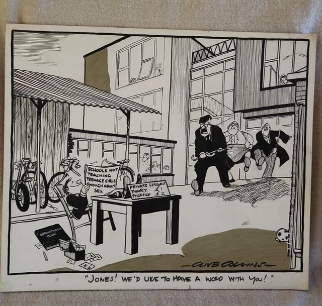 ORIGINAL SIGNED CARTOON Drawing By Clive Collins for The Sun 'Jones ...