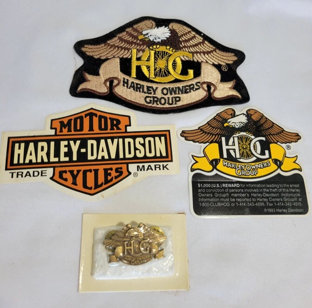 HARLEY DAVIDSON OWNERS Group Patch Pin and Stickers Vintage HOG $10.00 ...