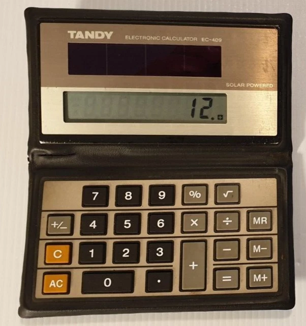 TANDY EC-409 VINTAGE Retro Folding Pocket Calculator Solar Powered from ...