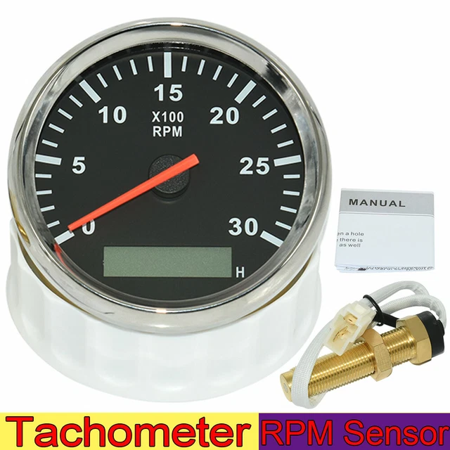 85MM BOAT MARINE Tachometer Diesel Engine Tacho Gauge 3000 With 16mm ...