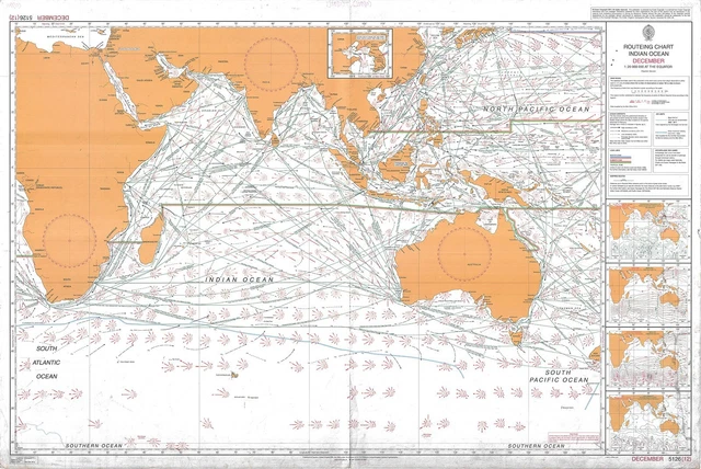 5126 12 ROUTEING Chart Indian Ocean December Chart Map Marine Paper ...