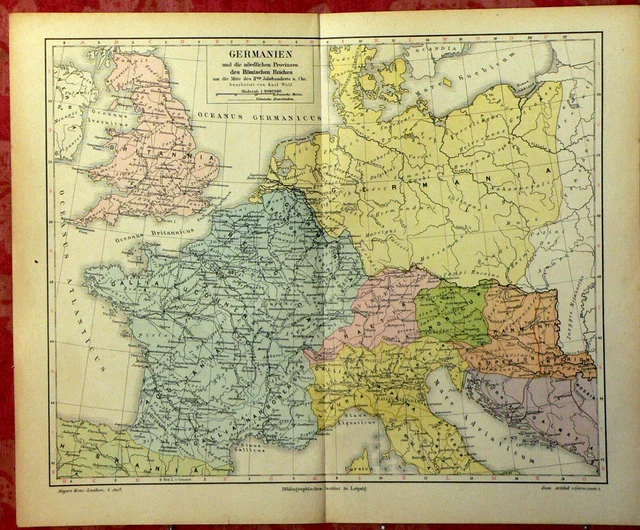 ALTE LANDKARTE von 1888: "GERMANIEN" EUR 12,00 - PicClick DE