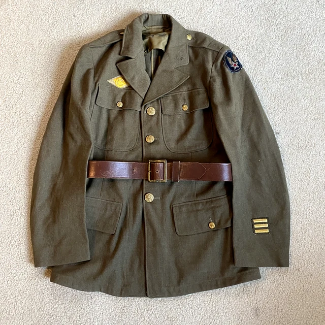 WW2 US ARMY Air Corp Dress Jacket W/ Belt Uniform Bullion Patch Sz 35S ...