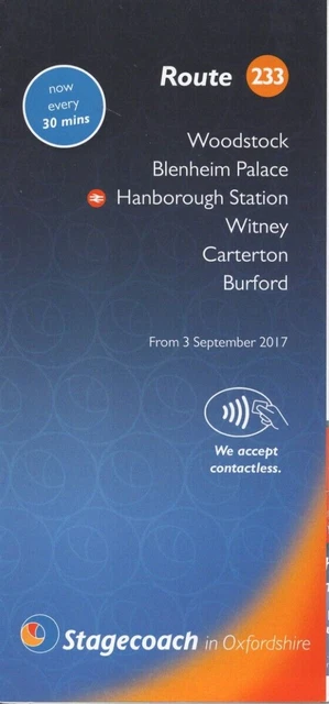STAGECOACH OXFORDSHIRE BUS Timetable - 233 - Woodstock-Burford ...