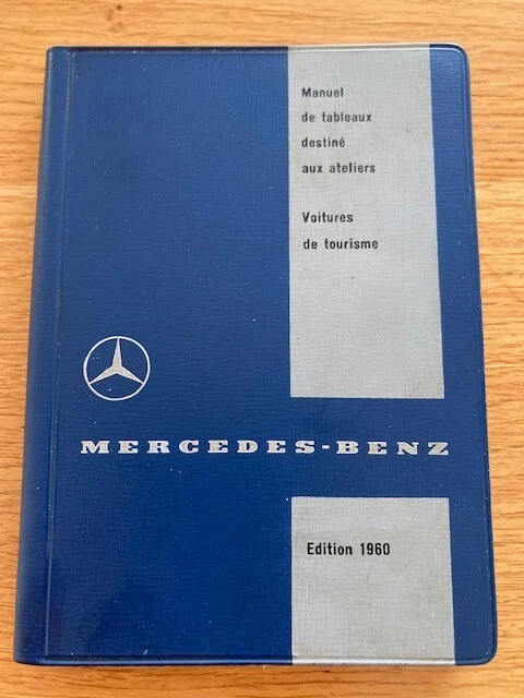 MERCEDES-BENZ MANUEL DE tableaux pour atelier 1960 EUR 100,00 - PicClick FR