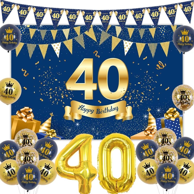 Sursurprise 40th Birthday Decorations For Men Navy Blue And Gold Happy