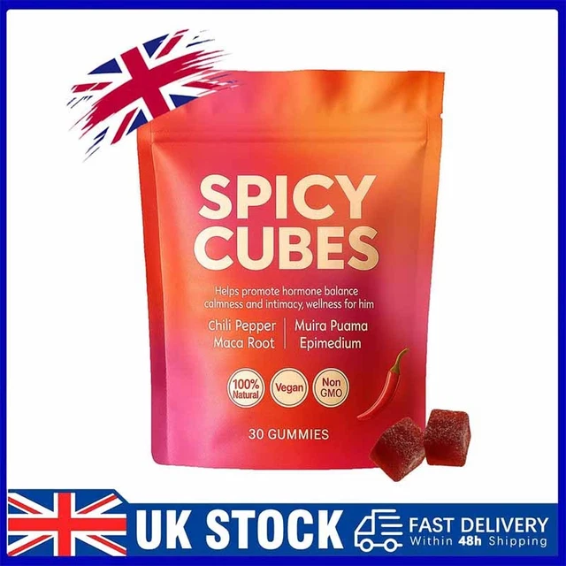 SPICY CUBES HOT Peach Gummies Support for Calm and Relaxation 30 ...