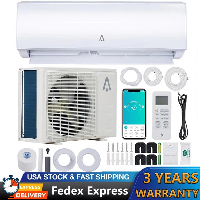 18000 BTU MINI Split Air Conditioner Ductless Inverter 19 SEER AC Heat ...