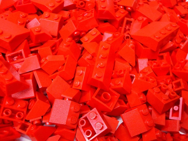 50 LEGO SLOPED Bricks RED SLOPES Roof Incline Wedges House Parts Pieces ...