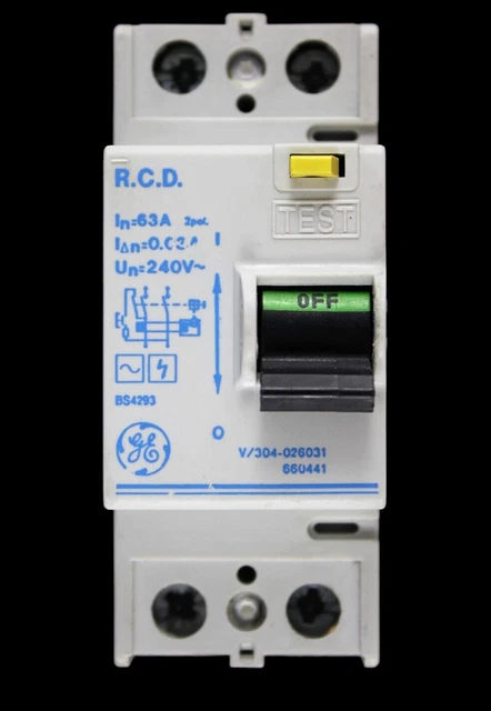 GENERAL ELECTRIC 63 AMP 30mA DOUBLE POLE RCD TYPE AC V/304-026031 ...