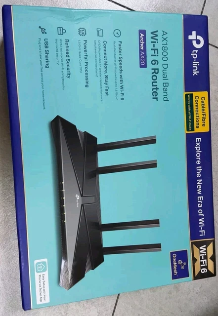 TP-LINK ARCHER AX20 Next-Gen WiFi 6 Gigabit Dual Band AX1800 WiFi Cable ...