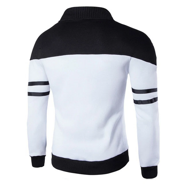 Fashion Mens Autumn Winter Zipper Sportswear Patchwork Jacket Long